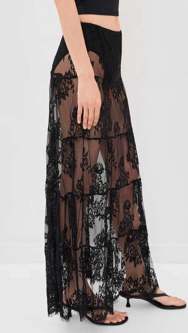 RUNAWAY THE LABEL Tiered Lace Maxi Skirt