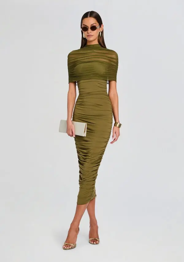 SEROYA Roberta Mesh Dress - Olivewood