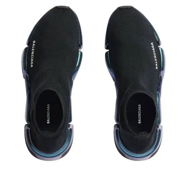 Balenciaga Speed 2.0 Iridescent Knit High-top Sneakers - Black