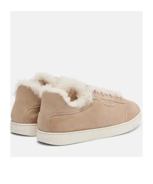 FERRAGAMO Shearling-lined Suede Sneakers