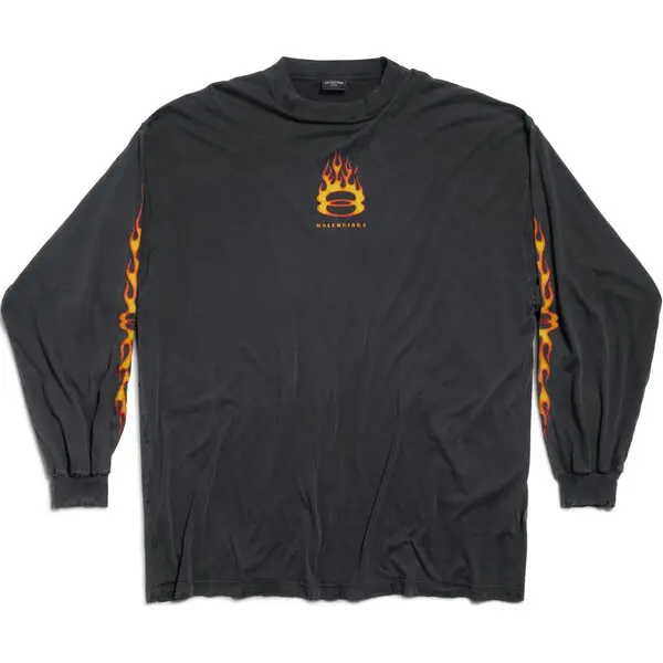 Balenciaga Logo Printed Long-sleeved T-shirt - Black