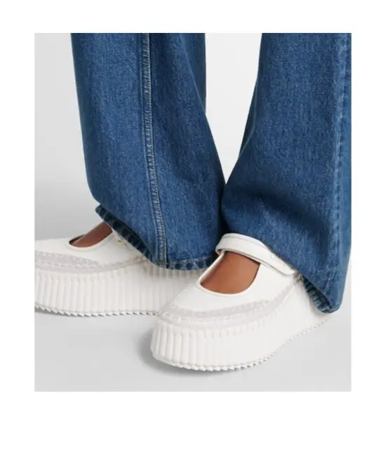 Chloé Nama Suede-trimmed Leather Platform Sneakers