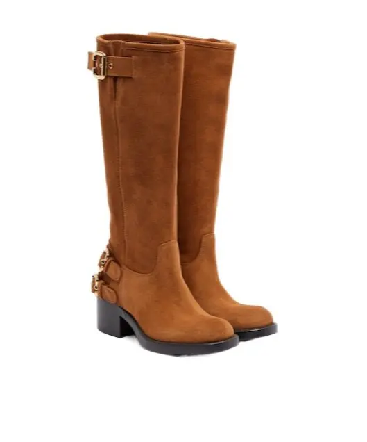 Chloé Dakota Suede Biker Boots - Brown