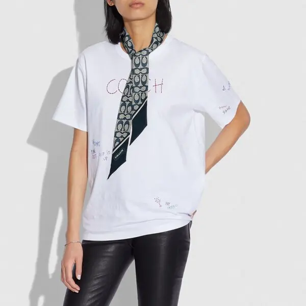 COACH Logo Printed Silk Scarf