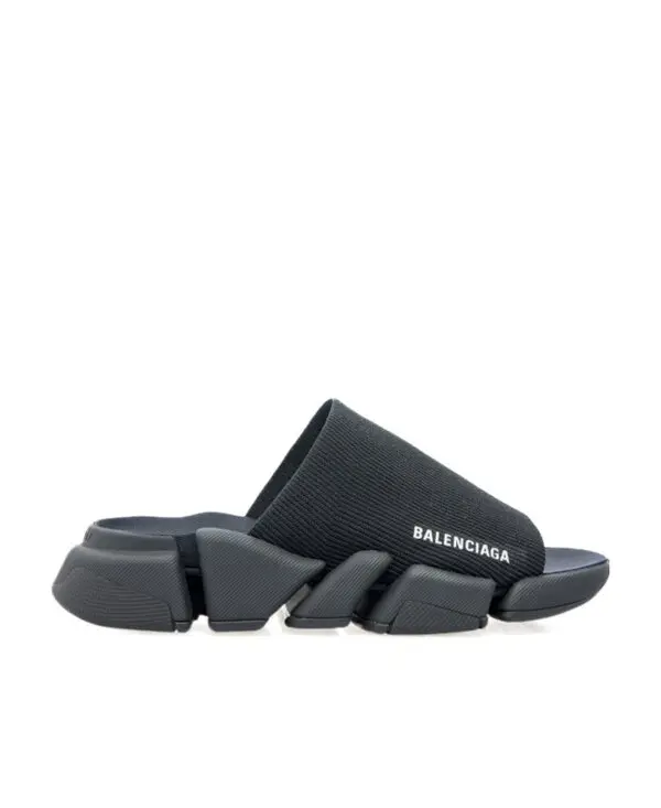 Balenciaga Slide Speed 2.0 In Maglia Riciclata Da Donna In Nero - Black