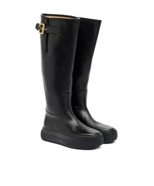 Chloé Delia Leather Knee-high Boots - Black