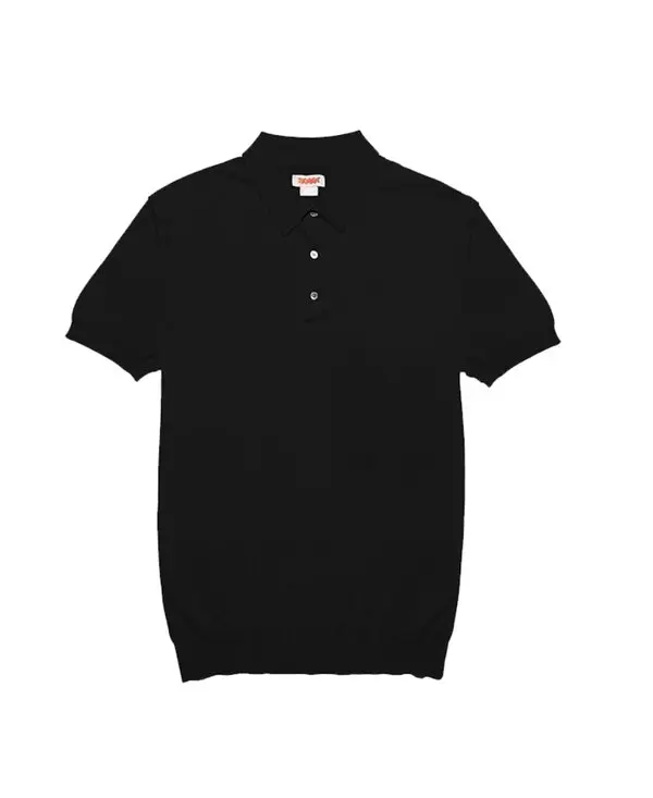BARACUTA Fine Knit Short Sleeve Polo Shirt