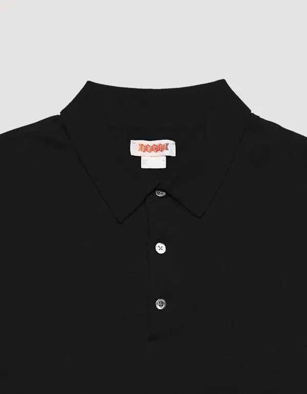 BARACUTA Fine Knit Short Sleeve Polo Shirt