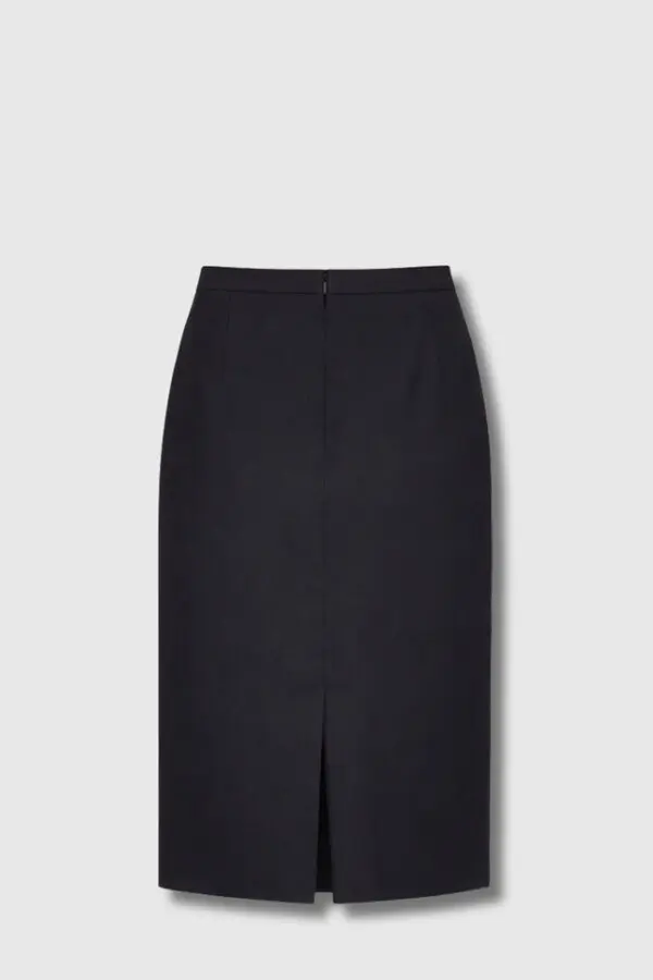 Max Mara Jupe Motre Laine Stretch Noir