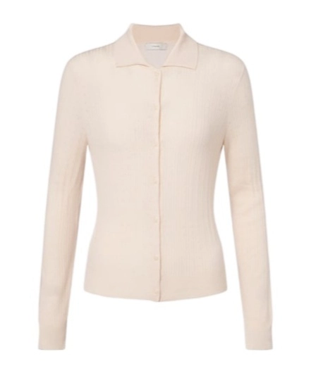 Vince Pointelle Wool Cardigan - Pink