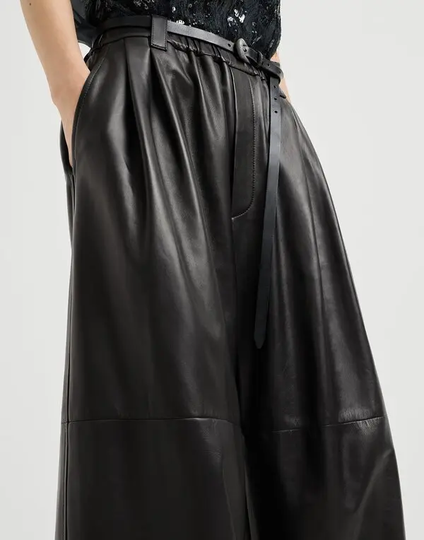 Brunello Cucinelli Nappa Leather Baggy Trousers