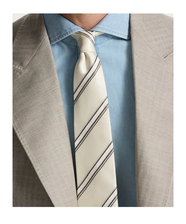 Brunello Cucinelli Regimental Stripe Silk And Cotton Tie