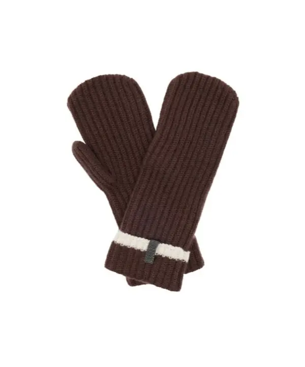 Brunello Cucinelli Monili-striped Gloves - Brown