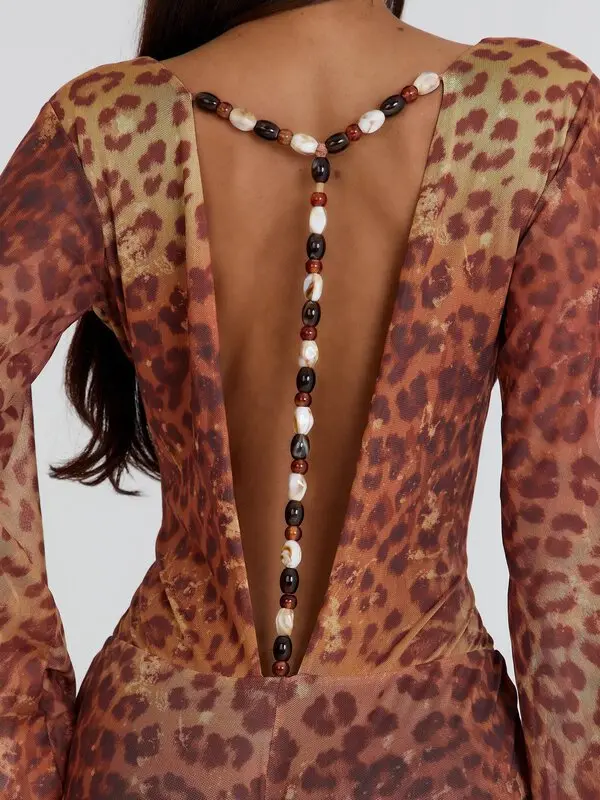 OUTCAST Kathryn Playsuit With Plunging Neckline And Bead Detailing