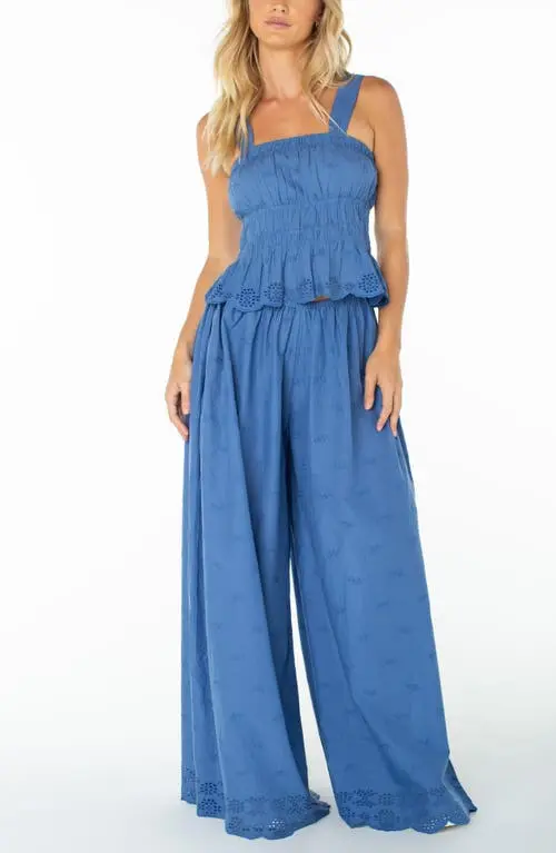 Roxy Cambria Wide Leg Eyelet Pants - Dutch Blue