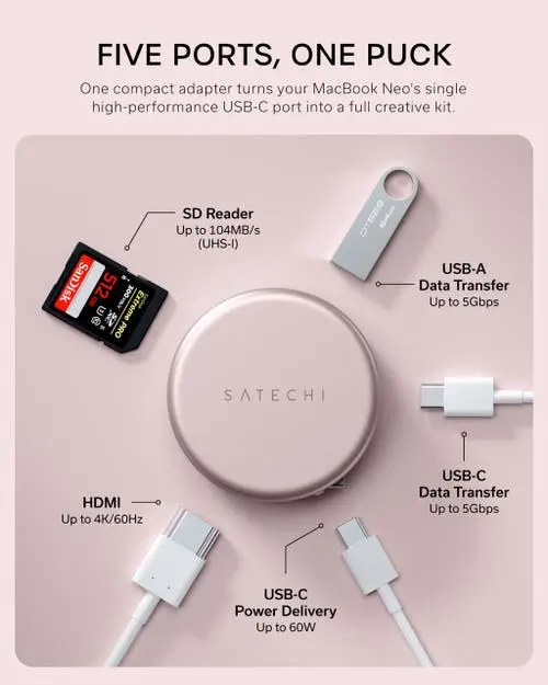 SATECHI Onthego 5-in-1 Usb-c Multiport Adapter