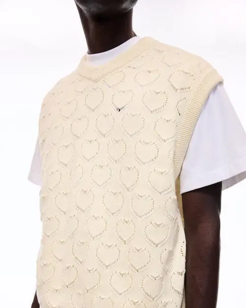 VOWELS Eyelet Sweater Vest - Off White