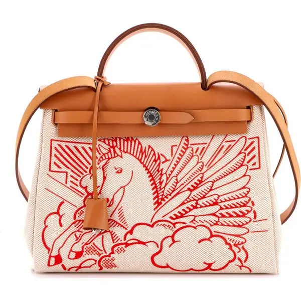 Hermès Herbag Zip Pegase Pop Toile And Leather 31 - White