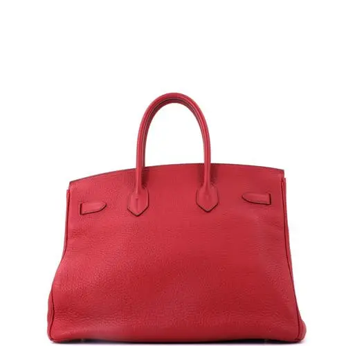 Hermès Birkin Handbag Clemence With Gold Hardware 35 - Red