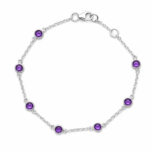 ZUVAN February Birthstone Bracelet Amethyst - Silver