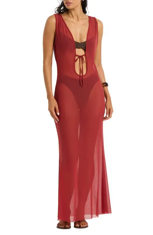 Bond Eye Harper Cover-up Maxi Dress - Ruby
