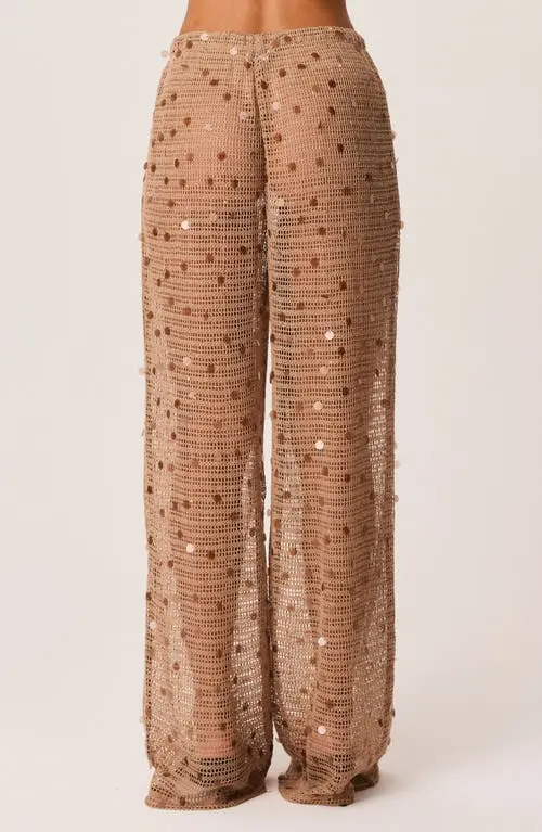 SNDYS. Kelyse Sequin Wide Leg Open Knit Pants