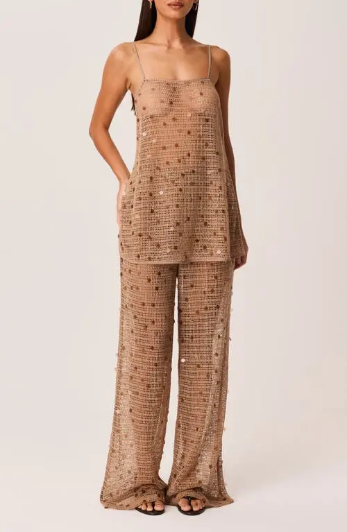 SNDYS. Kelyse Sequin Wide Leg Open Knit Pants