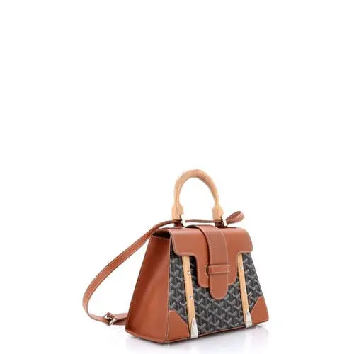 Goyard Saigon Top Handle Bag Coated Canvas With Leather Pm - Brown