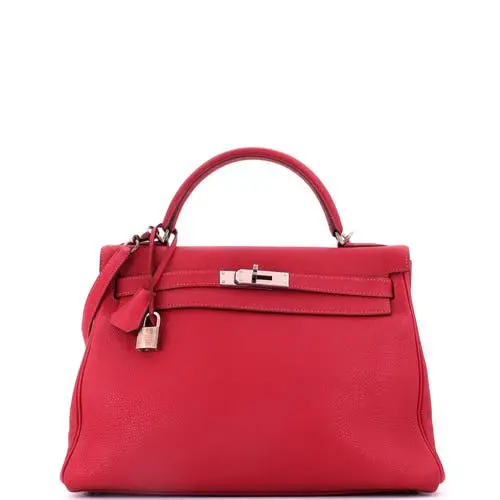 Hermès Kelly Handbag Togo With Palladium Hardware 32 - Red