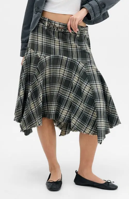 BDG URBAN OUTFITTERS Basque Check Cotton Midi Skirt