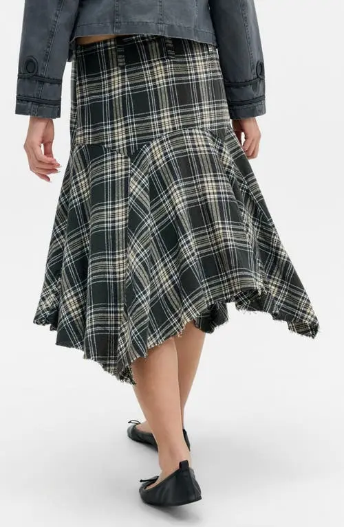 BDG URBAN OUTFITTERS Basque Check Cotton Midi Skirt