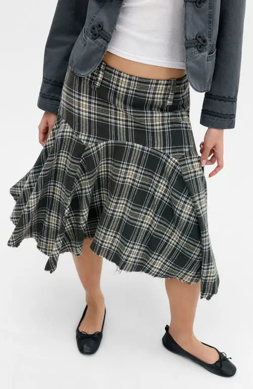 BDG URBAN OUTFITTERS Basque Check Cotton Midi Skirt
