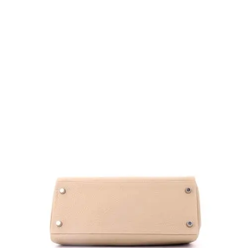 Hermès Kelly Handbag Light Clemence With Palladium Hardware 28 - White