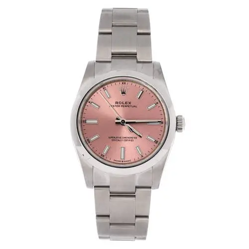 ROLEX Oyster Perpetual Pink Automatic Watch Stainless Steel 34 - Metallic Silver