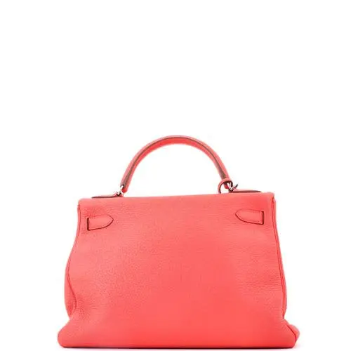 Hermès Kelly Handbag Clemence With Palladium Hardware 32 - Pink