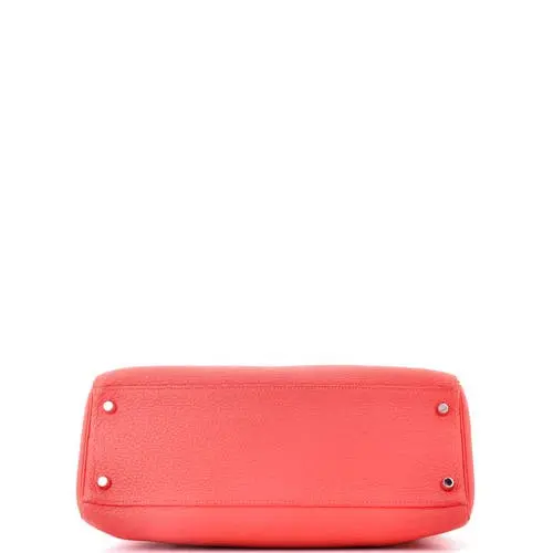 Hermès Kelly Handbag Clemence With Palladium Hardware 32 - Pink