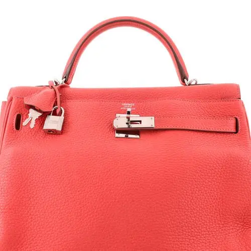 Hermès Kelly Handbag Clemence With Palladium Hardware 32 - Pink