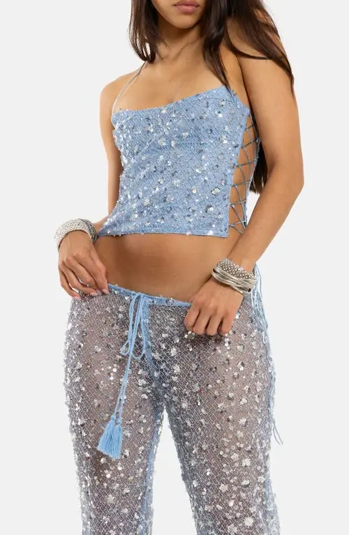 JADED LONDON Sequin Embellished Sheer Lace Pants