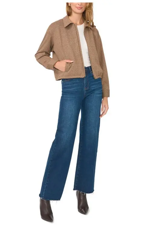 Vince Camuto Microcheck Zip-up Jacket With Spread Collar