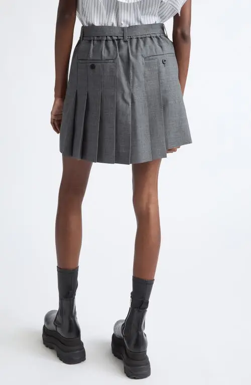 Sacai Asymmetrical Pleated Skort With Belt - Gray