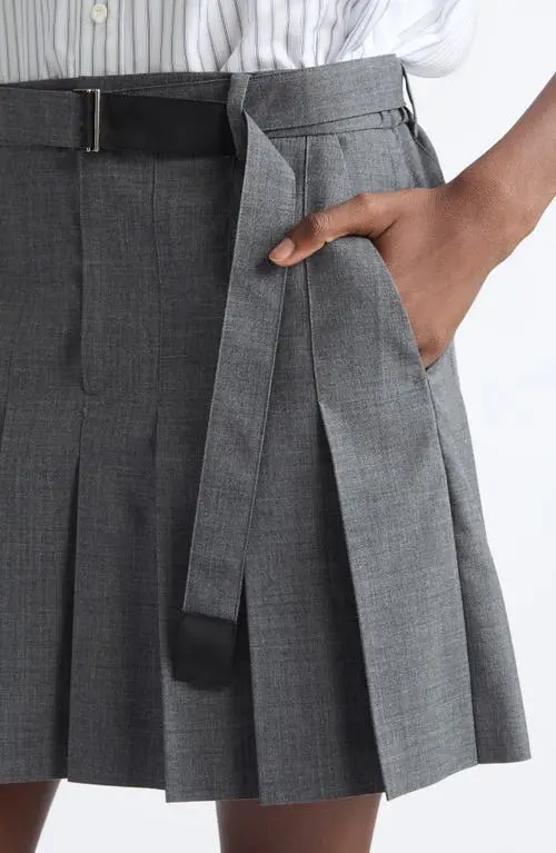 Sacai Asymmetrical Pleated Skort With Belt - Gray