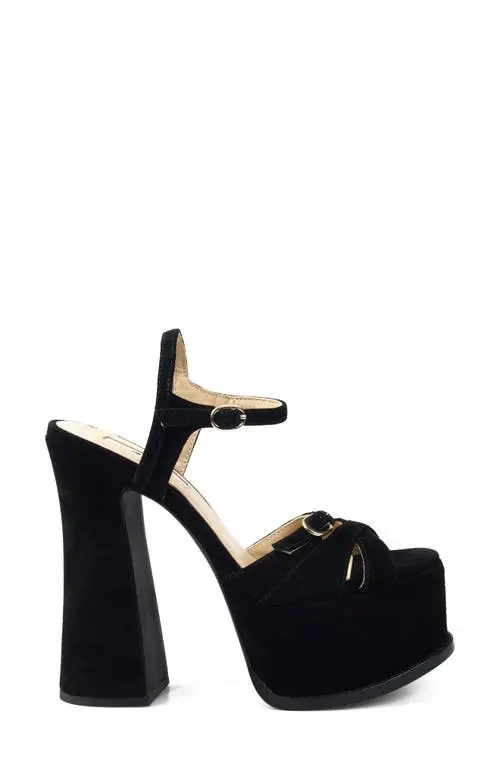 ZIGI Harbor Ankle Strap Platform Sandal - Black Suede