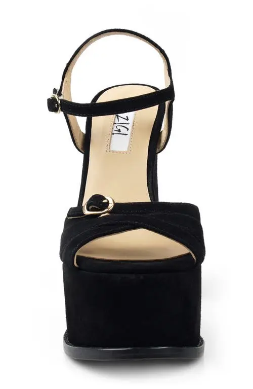 ZIGI Harbor Ankle Strap Platform Sandal - Black Suede