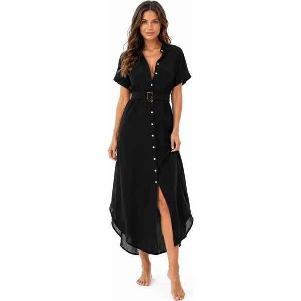 ZILPU Lightweight Swim Cover-up Maxi Dress - Black
