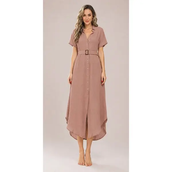 ZILPU Lightweight Swim Cover-up Maxi Dress - Khaki