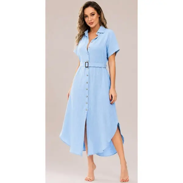 ZILPU Lightweight Swim Cover-up Maxi Dress - Sky Blue