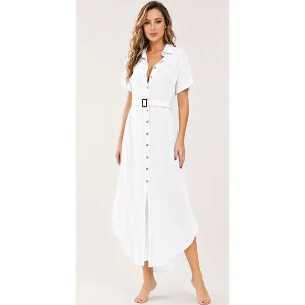 ZILPU Lightweight Swim Cover-up Maxi Dress - White