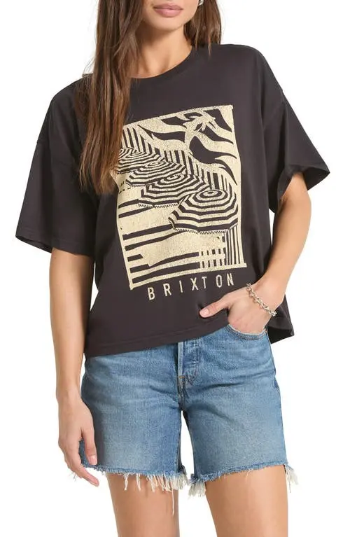 Brixton Poolside Boxy Cotton Graphic T-shirt - Washed Black