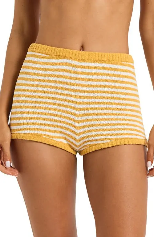 Bond Eye Ozzy Striped Knit Shorts - Saffron/white