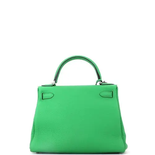 Hermès Kelly Handbag Togo With Palladium Hardware 28 - Green